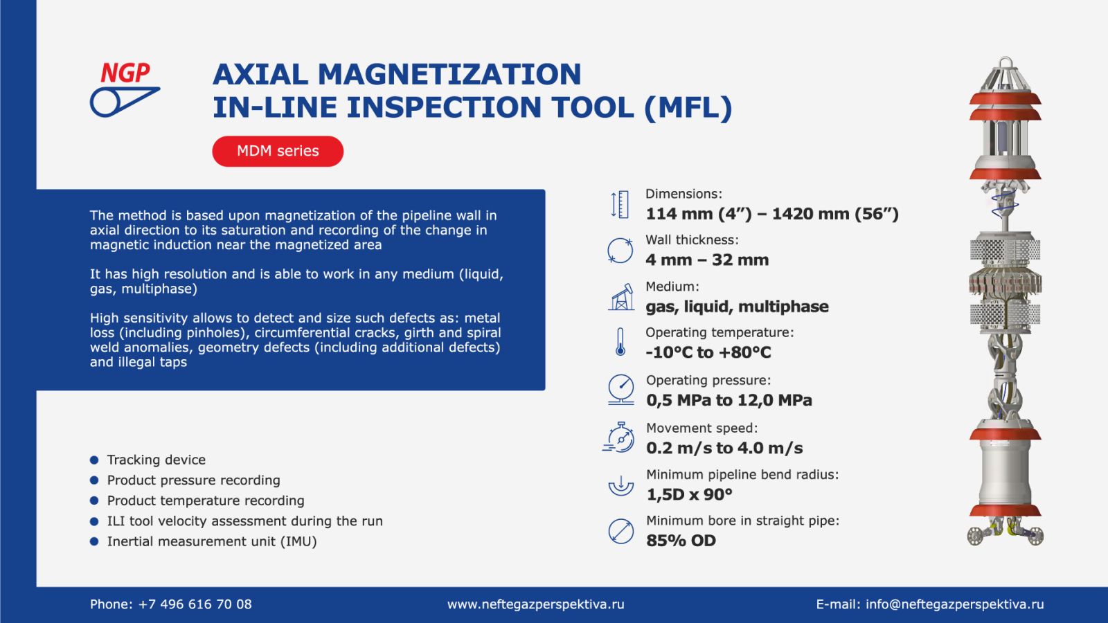 NefteGazPerspektiva - Longitudinal magnetization In-line inspection (MFL)